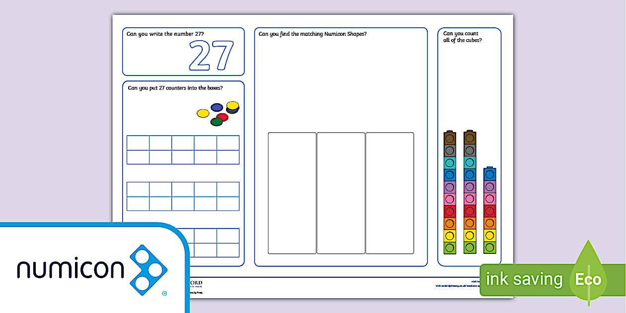 All About Number 27 Activity Mat with Numicon Shapes
